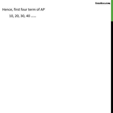 Ex Write First Four Terms Of AP When First Term A