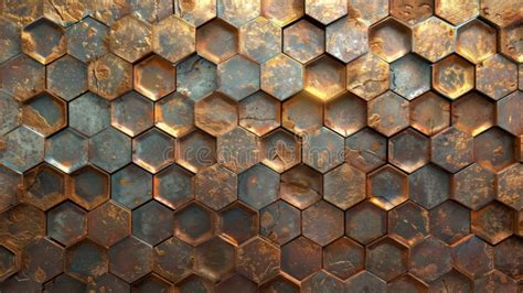 A Seamless Blend Of Honeycomb Patterns In Various Shades Of Copper And