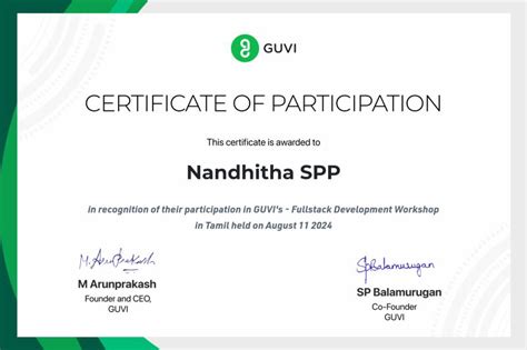 nandhitha spp on linkedin 💥🌟 excited to participate in guvi s full stack development workshop 🌟💥…