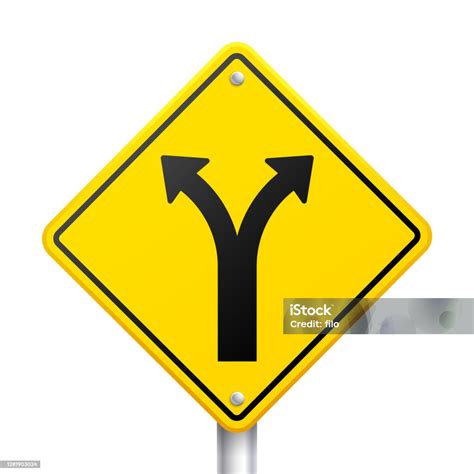 Divergence Traffic Sign Stock Illustration Download Image Now Dividing Road Sign Division