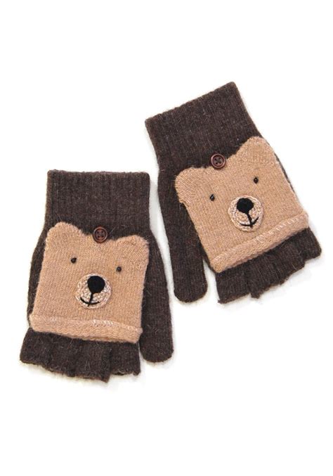 Brown Bear Gloves Scarf Accessory Gloves Mittens