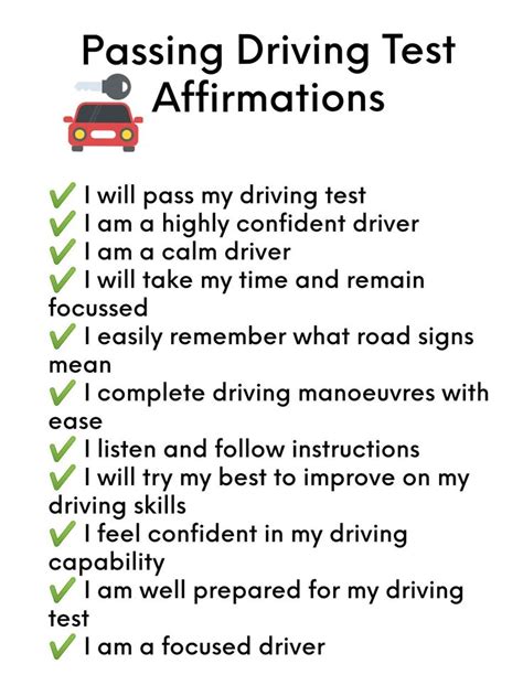 Passing Driving Test Affirmations Theory Test Practical Pass