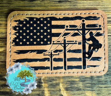 Lineman Flag Lasered Hat Patch White Oak Creek Boutique