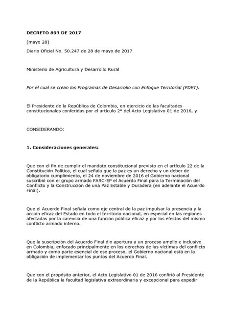Pdet Decreto 893 De 2017 Pdf Planificación Pobreza