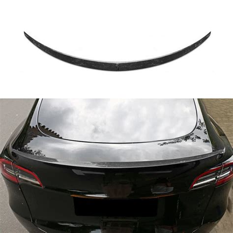 Tesla Model Y Spoiler Wing Performance Glossy Carbon Fiber Rear Trunk