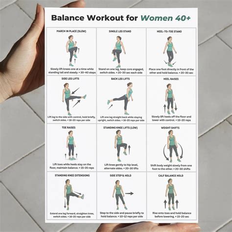 Balance Workout For Women 40 Printable Pdf Standing Balance
