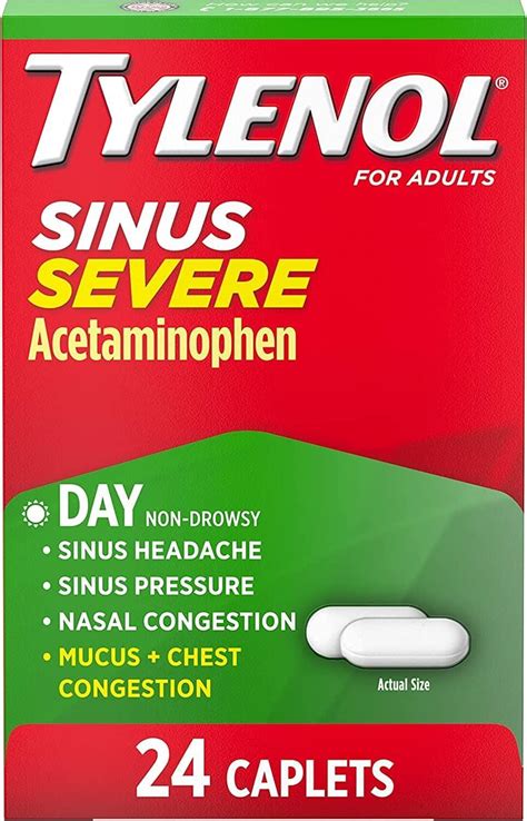 Tylenol Sinus Severe Caps 24 Fast Acting Relief For Sinus Congestion