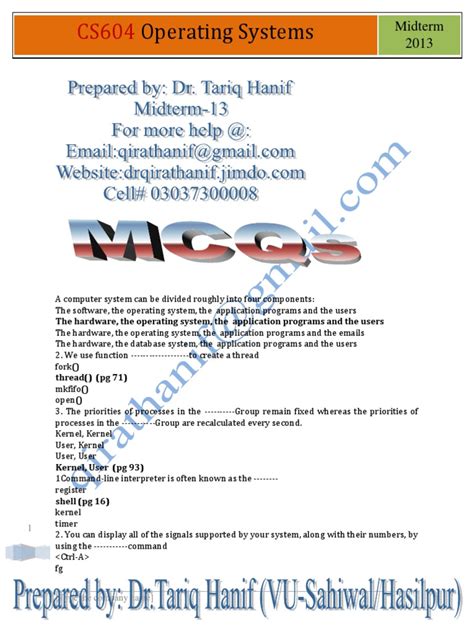 Operating Systems Midterm Review 2013 Pdf Thread Computing