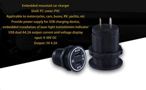 Car Usb Socket Flush Mount 12v Socket Voltmeter With Charger