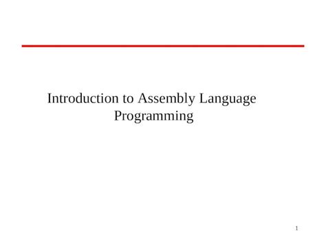 Ppt Introduction To Assembly Language Programming 1 Overview Of