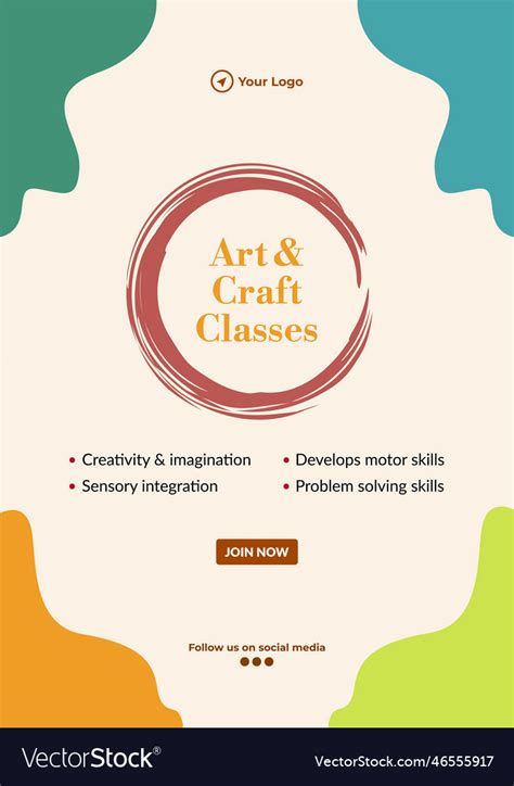 Flyer Design Of Art And Craft Classes Template Vector Image