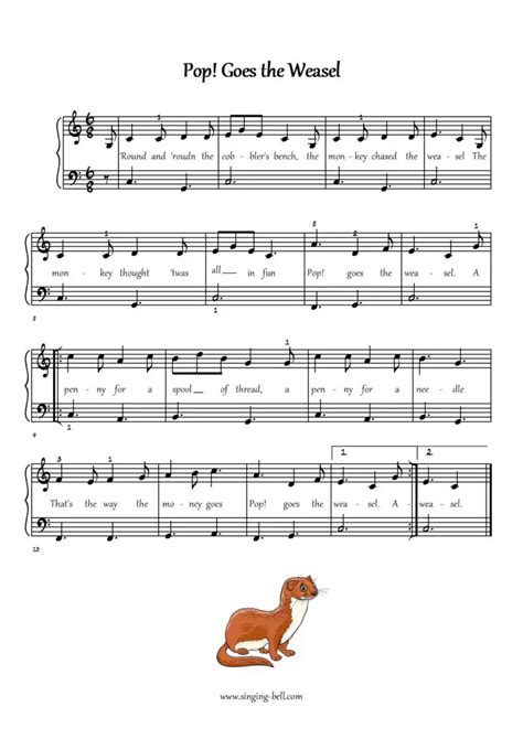 Pop Goes The Weasel Piano Tutorial Chords Sheet Music