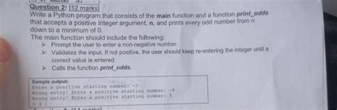Solved Question 2 12 Marks Write A Python Program That