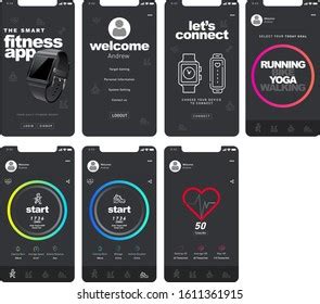 Different Ui Ux Gui Screens Fitness Stock Vector Royalty Free Shutterstock