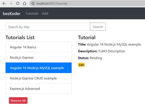 Angular 16 Node Js Express MySQL Example CRUD App BezKoder