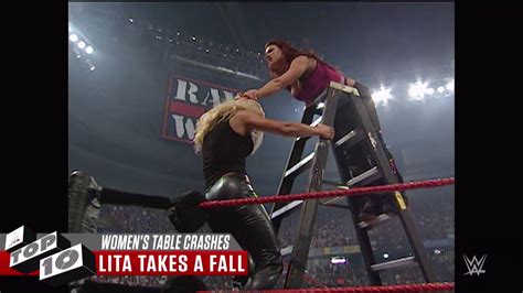 Female Superstar Table Crashes Wwe Top 10 Break The Tables Or Save The Tables Wwes Womens