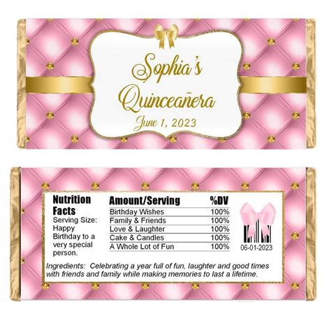Elegant Pink Candy Bar Wrapper In 2025 Personalized Candy Wrappers