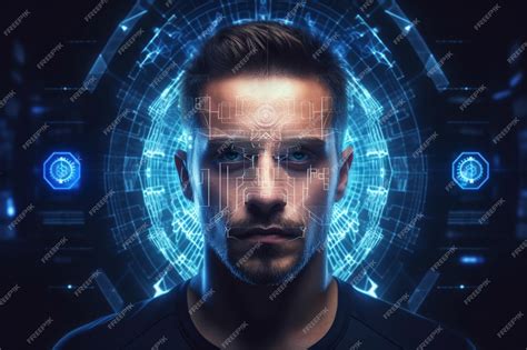 Premium Ai Image Facial And Iris Recognition Biometrics Concept In Dark Background Premium Ai Image Facial And Iris Recognition Biometrics Concept In Dark Background