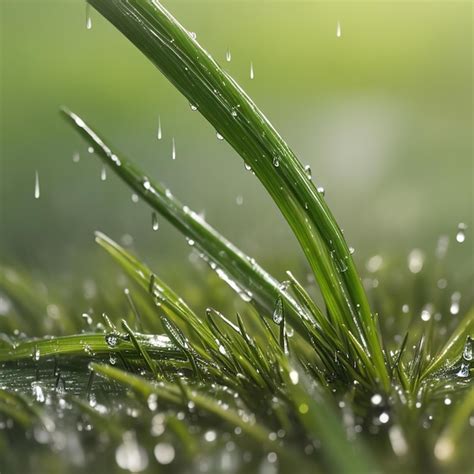 Premium Ai Image Wet Grass In Rain