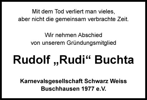 Traueranzeigen Von Rudolf Buchta Trauer In Nrwde