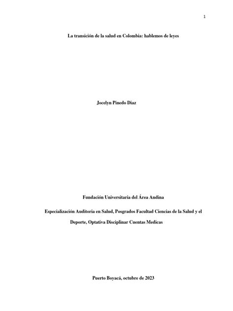 La Transición De La Salud En Colombia Hablemos De Leyes Pdf
