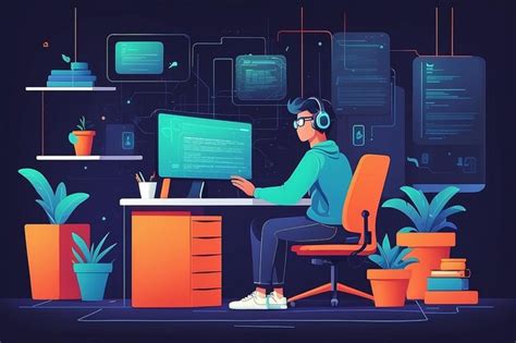 premium photo coding enthusiast virtual hackathon adventure flat