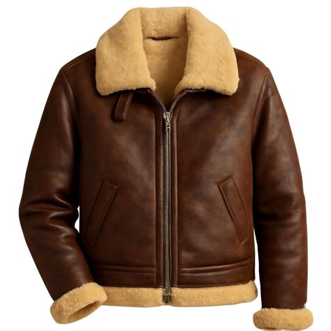 Vintage Men Shearling Lined Leather Bomber Jacket 1980s Aviator Coat
