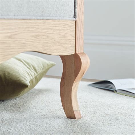 Belle Oak Fabric And Wooden Scroll Bed Happy Beds