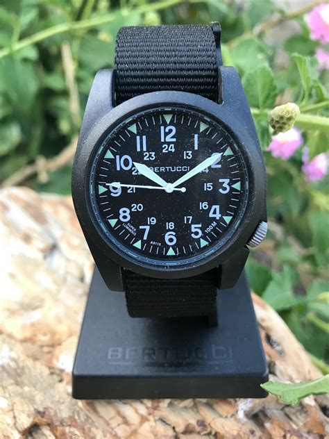 Bertucci 13350 Mens Watch A 3p Sportsman Vintage Field Black Band Super Luminous For Sale Online