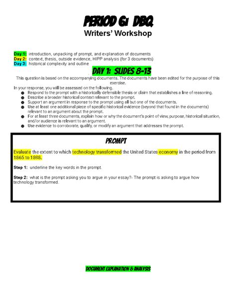 Period 6 Dbq Practice Period 6 Dbq Writers Workshop Day 1