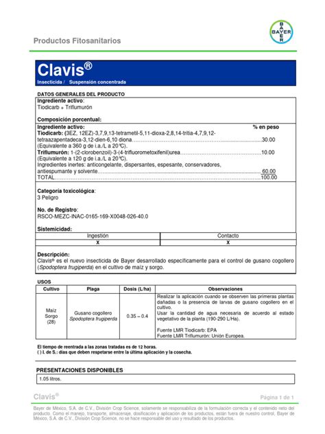 Clavis Ficha Tecnica 2020 Pdf Agricultura