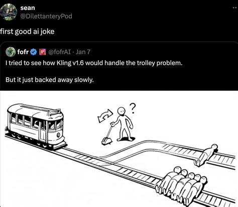 The 'first good AI joke' joke is also a brilliant ethical solution to the trolley problem
