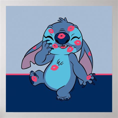 Lilo And Stitch Stitch Covered In Kisses Poster Zazzle En 2024