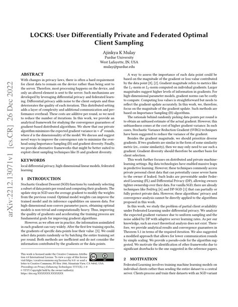 Pdf Locks User Differentially Private And Federated Optimal Client