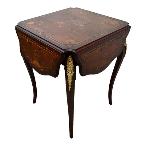 Antique Flint And Horner Co Inlaid Walnut Edwardian Style Clover Drop