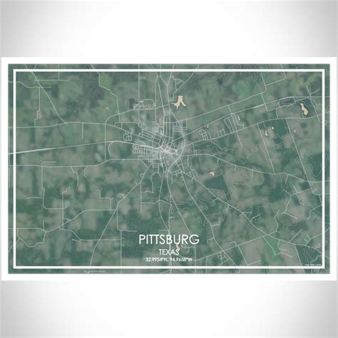 Pittsburg Texas Map Print In Afternoon — Jace Maps