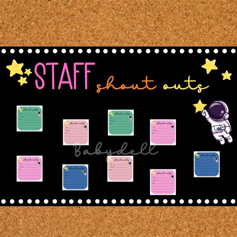 Star Shout Outs Bulletin Board Kit Staff Appreciation Shout Out Card Printable Digital Download ...