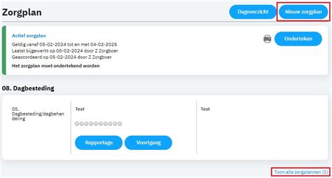 Opstellen Zorgplan Szz