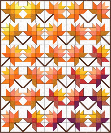 Fall Leaves Quilt Block Printed Pattern Thesewingloft