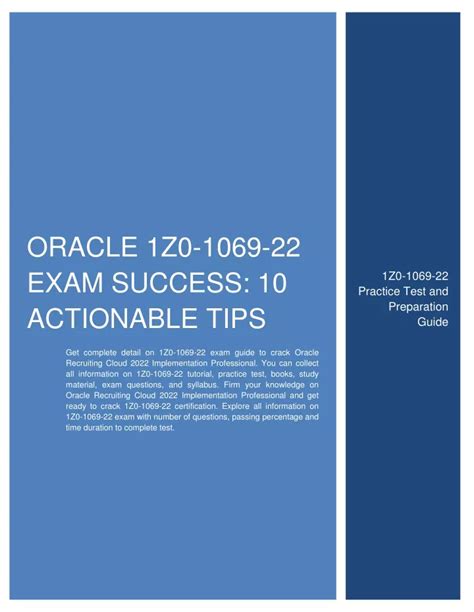 Ppt Oracle 1z0 1069 22 Exam Success 10 Actionable Tips Powerpoint Presentation Id 12116475