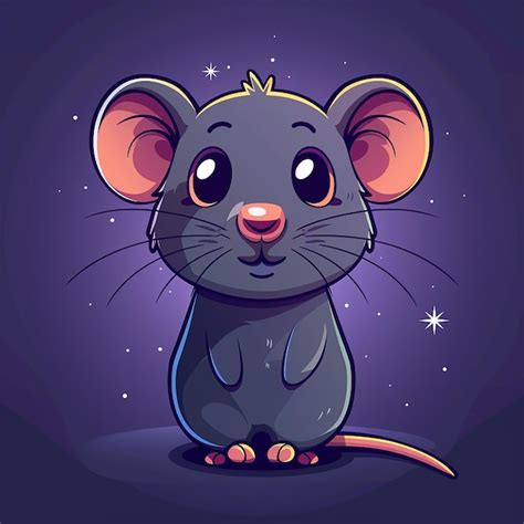 A Purple Mouse With A Purple Background With Stars And A Dark