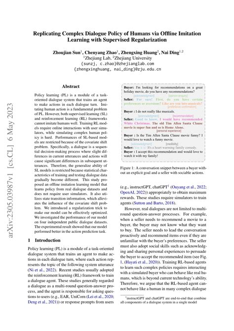 Pdf Replicating Complex Dialogue Policy Of Humans Via Offline Imitation Learning With