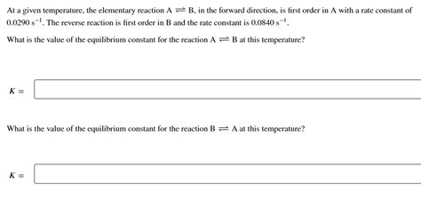 Solved At A Given Temperature The Elementary Reaction A