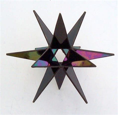 Stained Glass Medtree Topper Iridescent Black Glass Moravian Star Tree Top Decoration