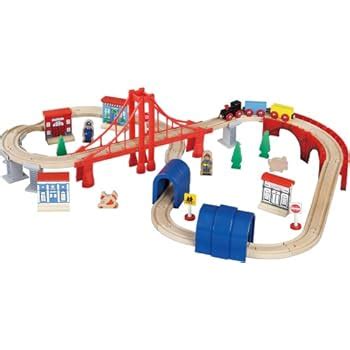 Melissa And Doug Deluxe Wooden Railway Train Set 130 Pcs Wood