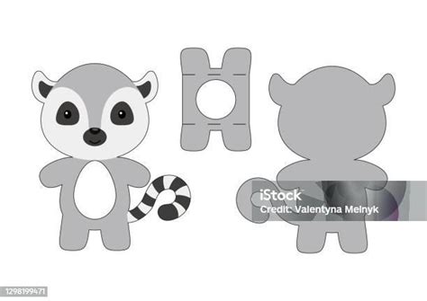 귀여운 다이 컷 여우원숭이 초콜릿 계란 홀더 템플릿 부활절 달걀소매 종이 상자 인쇄 가능한 색상 구성표입니다 레이저 절단 벡터 템플릿 격리된 벡터 패키징 디자인