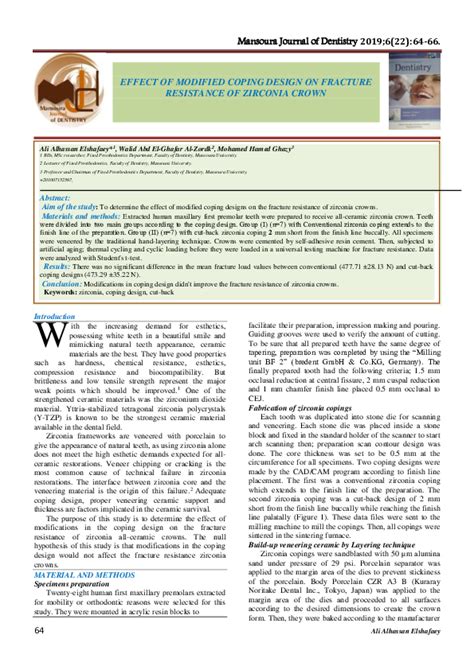 Pdf Effect Of Modified Coping Design On Fracture Resistance Of