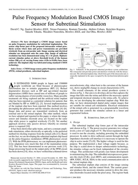 Pdf Pulse Frequency Modulation Based Cmos Image Sensor For Subretinal Stimulation