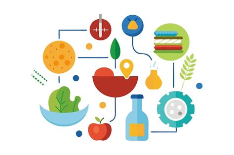 Vector Illustration Of Food Production Processes With Various