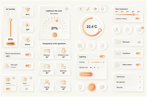 user interface elements for smart home mobile app neumorphic design ui elements template 2298905